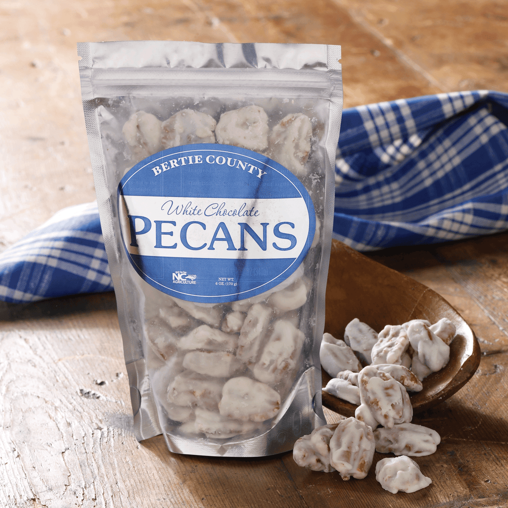 White Chocolate Pecans | Bertie County Peanuts